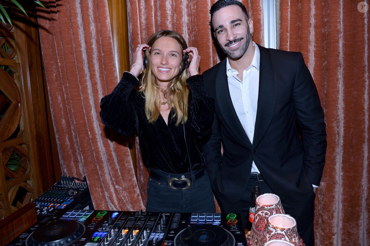 Photo : Djette Philou et Adil Rami au dîner au restaurant Dar Mima lors ...