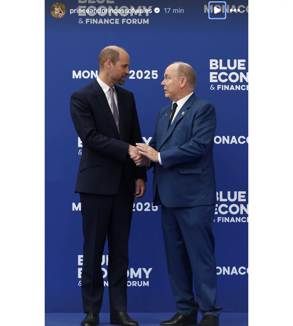 Photo : Le prince William à Monaco, Story Instagram 8 juin 2025 ...