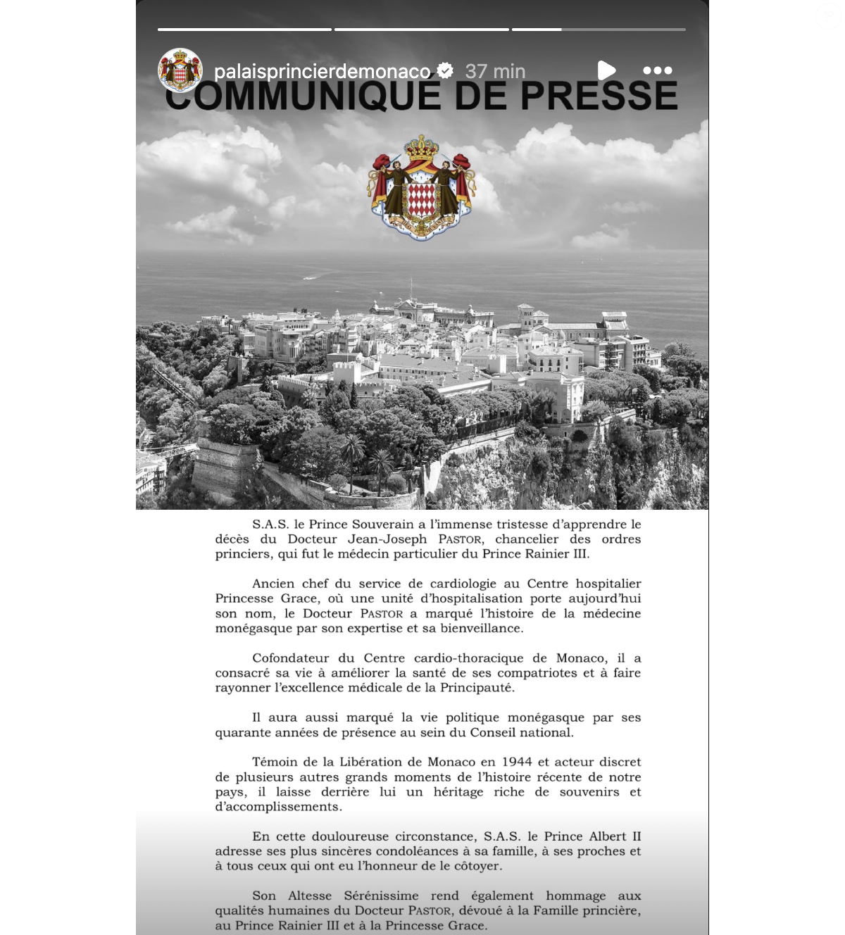 Photo : “Le Prince Albert II adresse ses plus sincères condoléances à ...