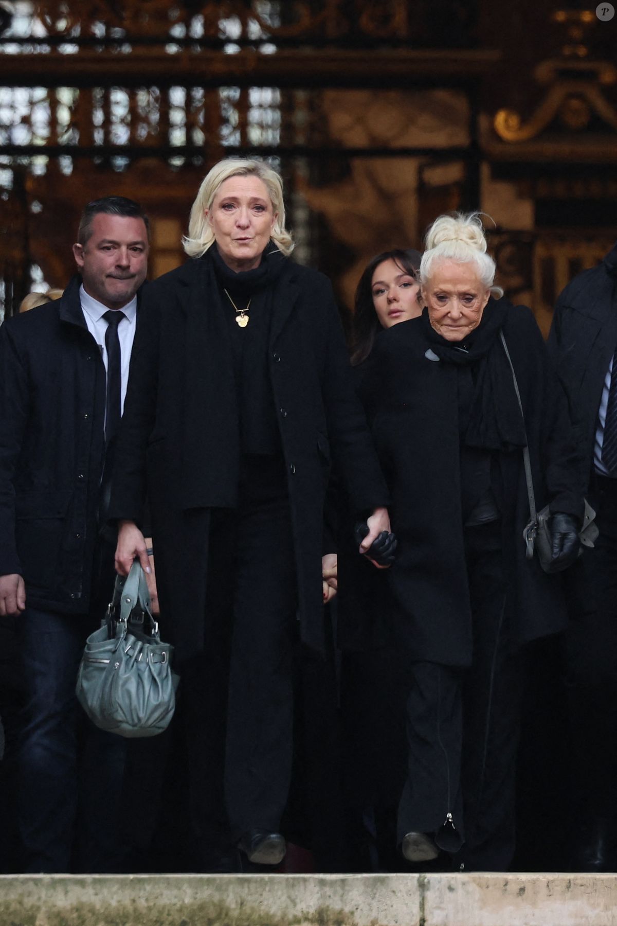 Photo : Marine Le Pen, Pierrette Le Pen - Sortie de l'hommage à Jean ...