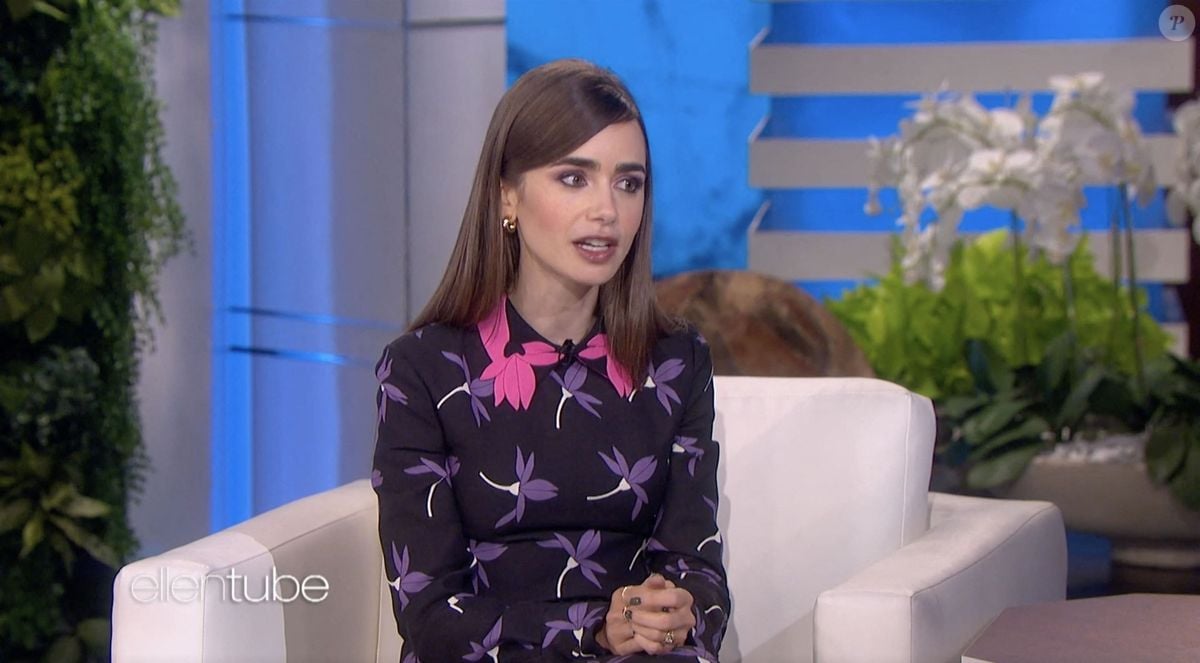 Photo : Lily Collins sur le plateau de l'émission "The Ellen Show" à Los Angeles, le 5 janvier ...