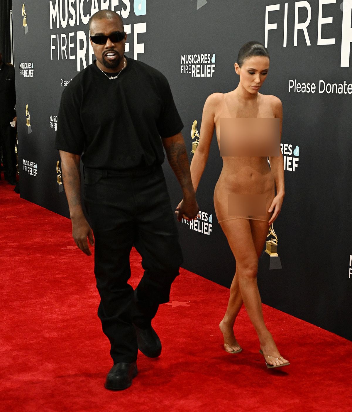 Photo : Kanye West (Ye) et Bianca Censori - Photocall des la 67ème cérémonie des Grammy Awards ...