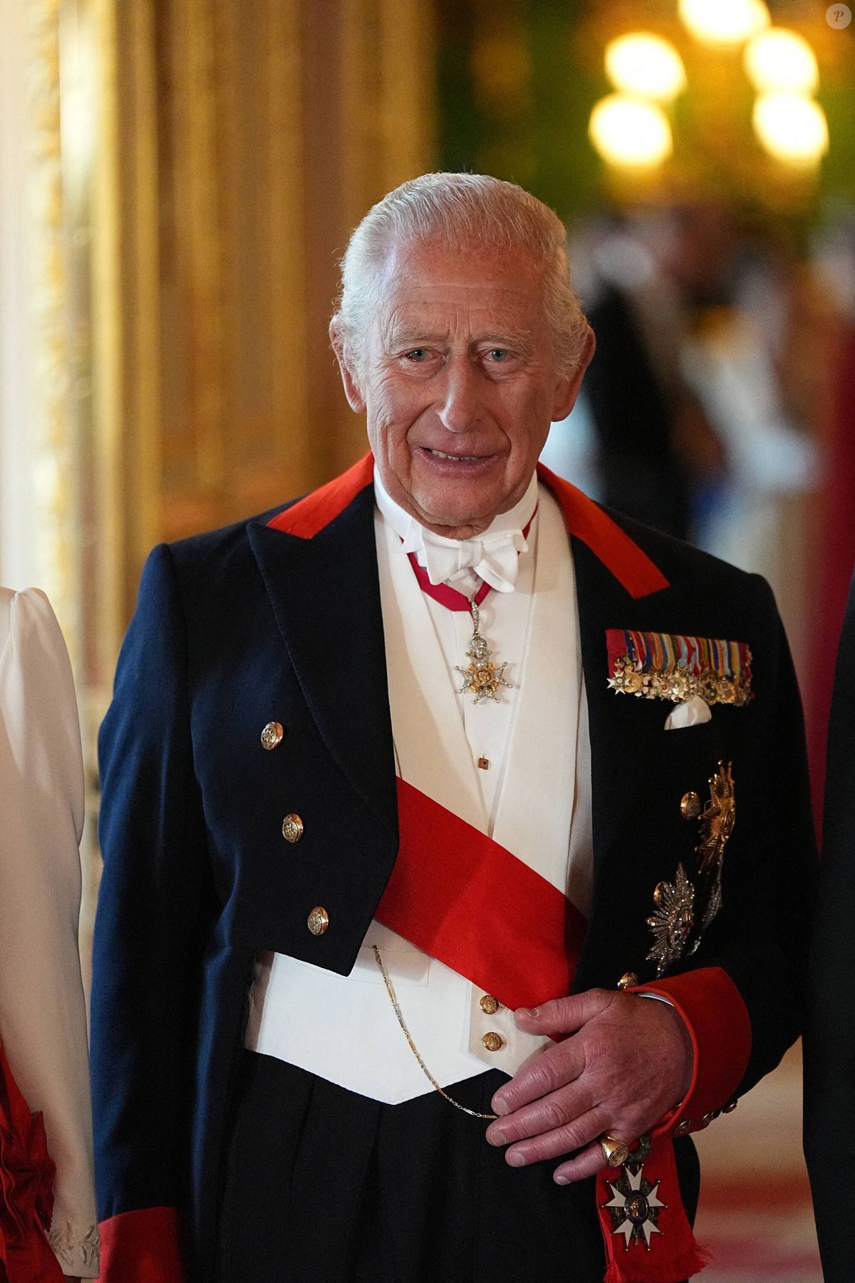 Photo : Le roi Charles III arrive au banquet d'État offert par le ...
