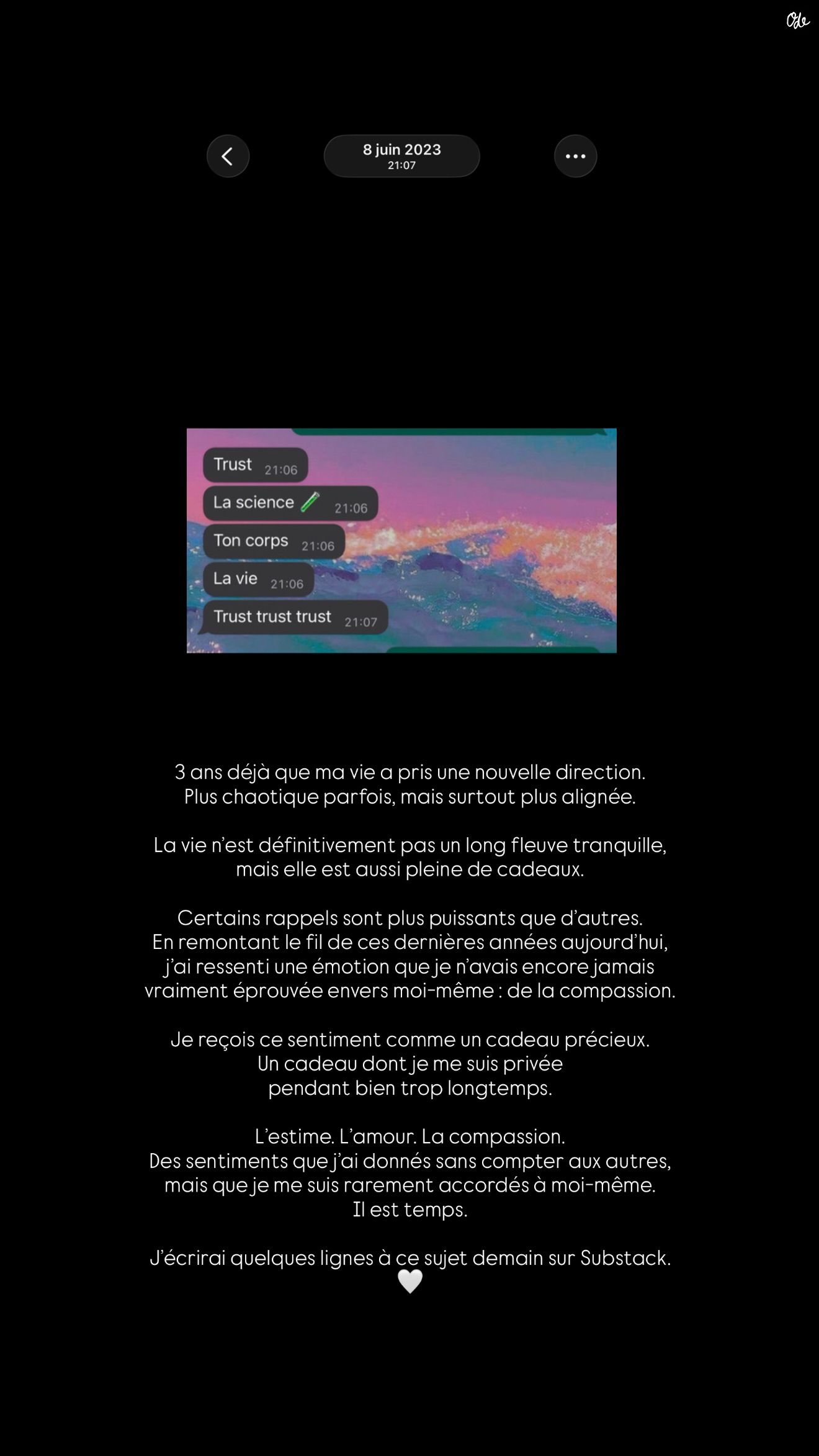Photo : Capture d'écran du compte Instagram de Caroline Receveur. - Ode ...