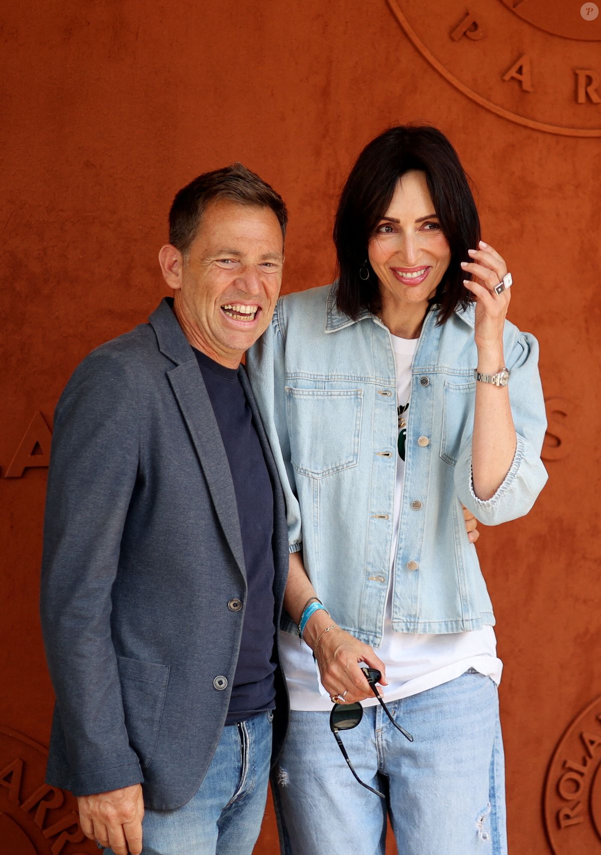 Photo : Daniel Riolo et sa compagne Géraldine Maillet au village lors des Internationaux de ...