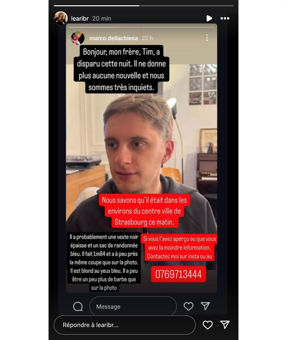Photo : Capture d'écran de la story de Léa sur Instagram postée le 9 ...
