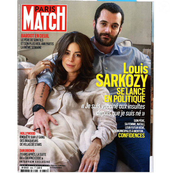 Photo : Louis Sarkozy et sa femme Natali en couverture de "Paris Match", numéro du 11 septembre ...
