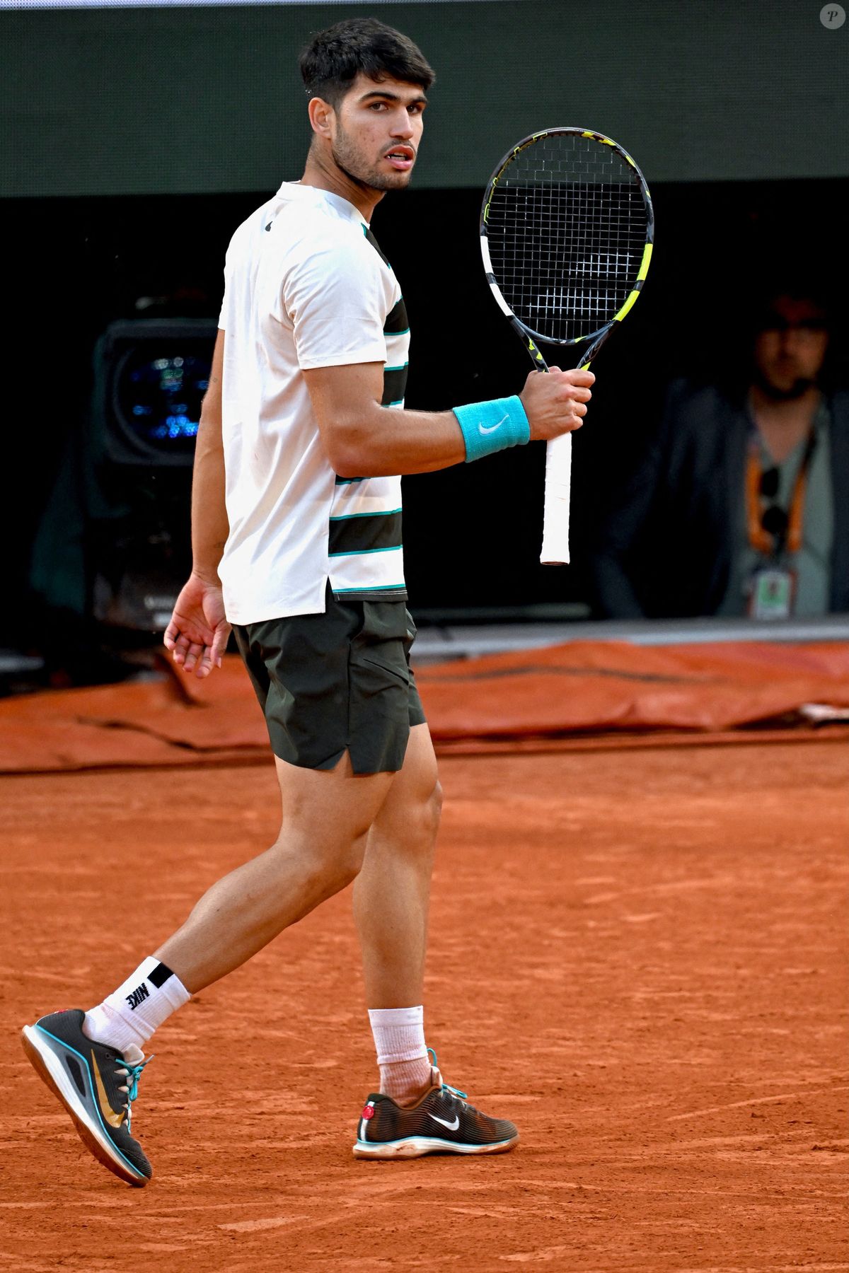 Photo : Carlos Alcaraz pendant le match de la finale du simple masculin ...