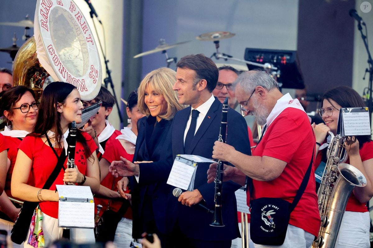 Photo : Emmanuel et Brigitte Macron - Réception de la France Music Week ...