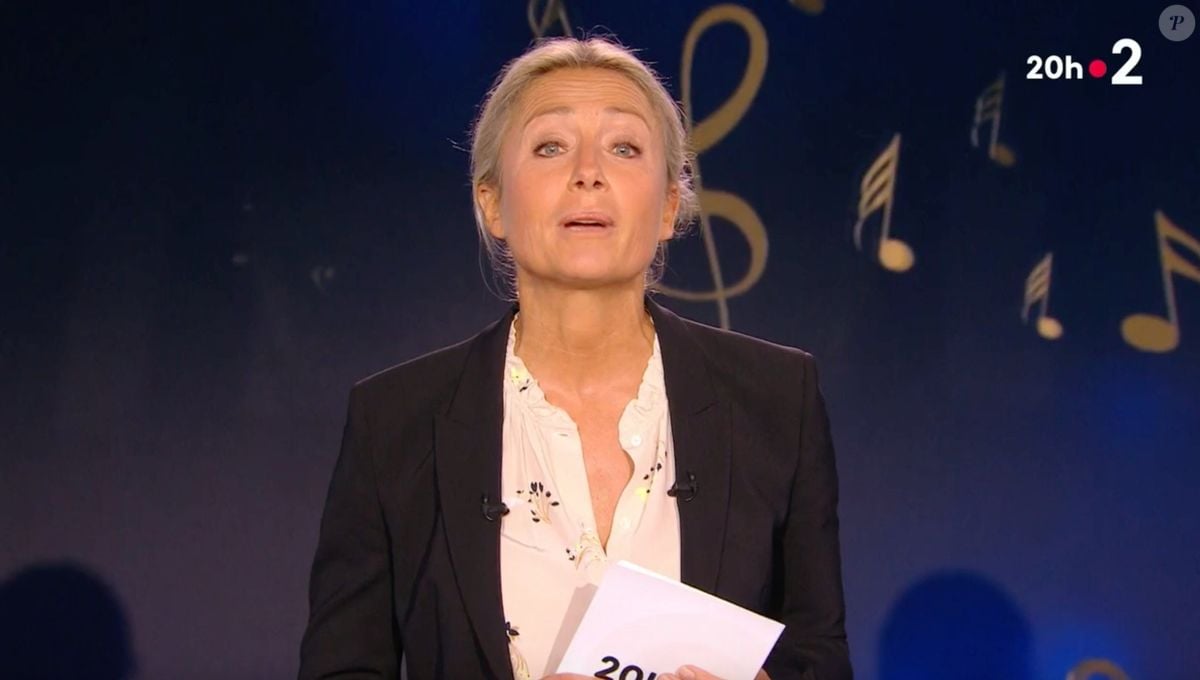 Photo : Anne-Sophie Lapix aux commandes du JT de 20heures sur France 2 ce jeudi 29 mai 2025 ...