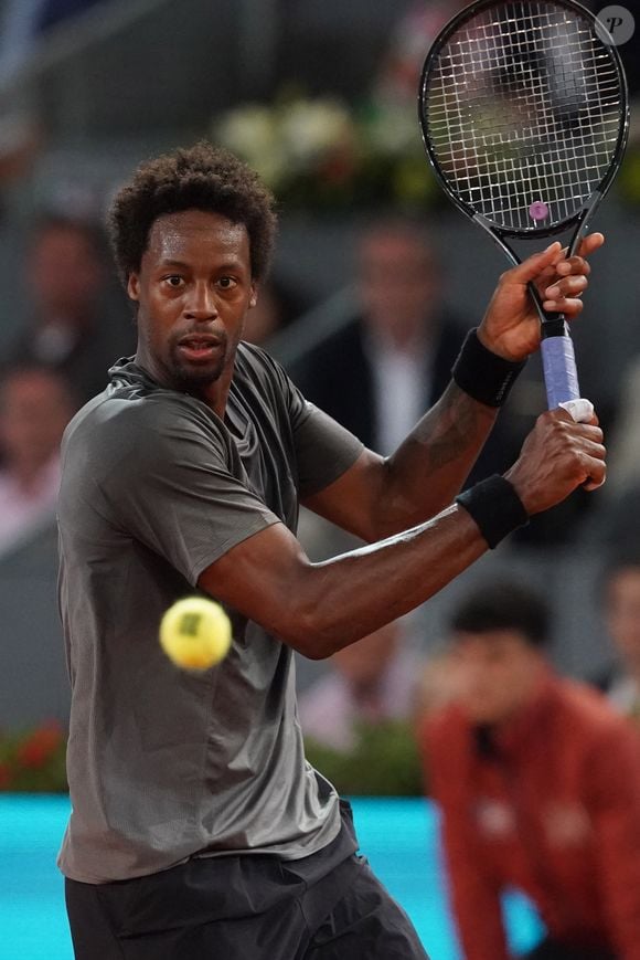 Photo : Gaël Monfils lors de l'Open de Tennis de Madrid. Le 3 mai 2022 ...