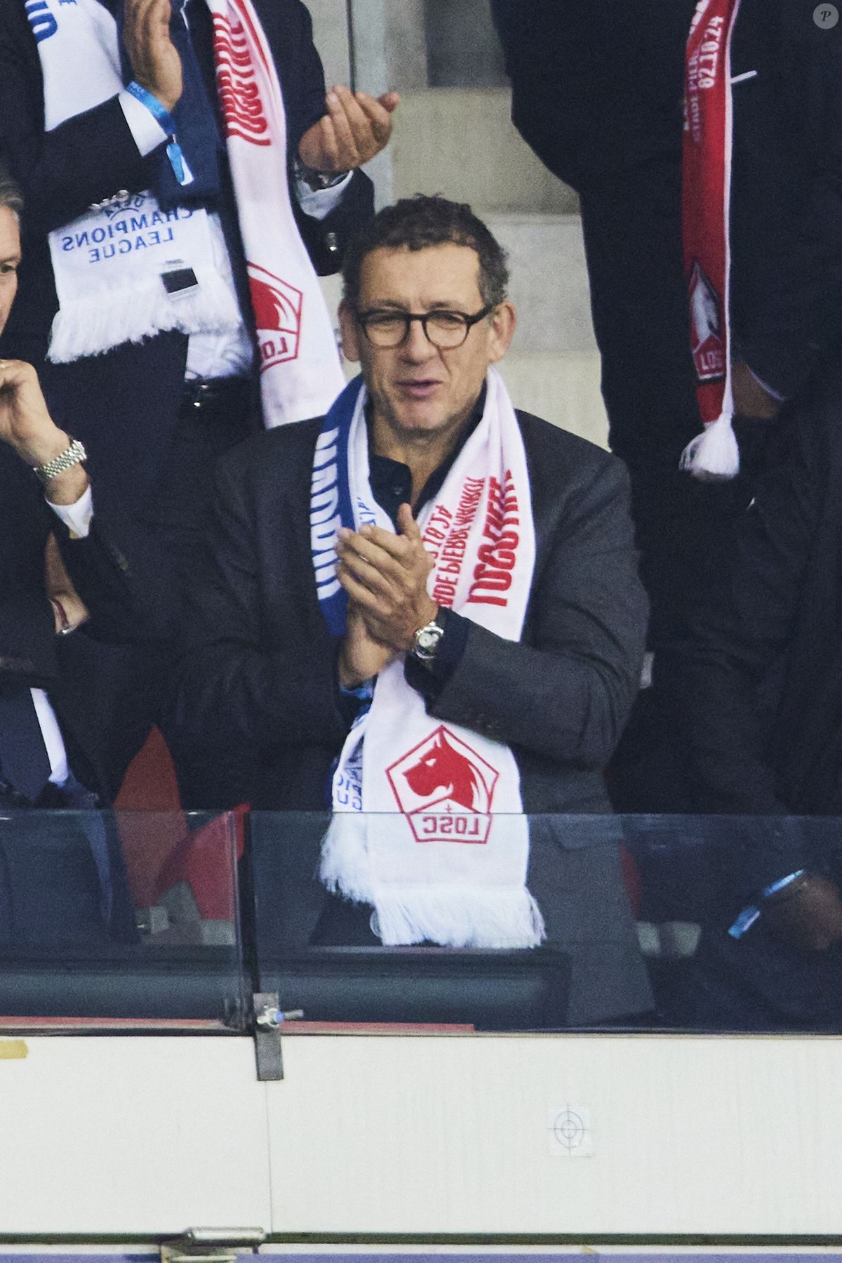 Photo : Dany Boon en tribune lors du match de football en ligue des champions (Champions League ...