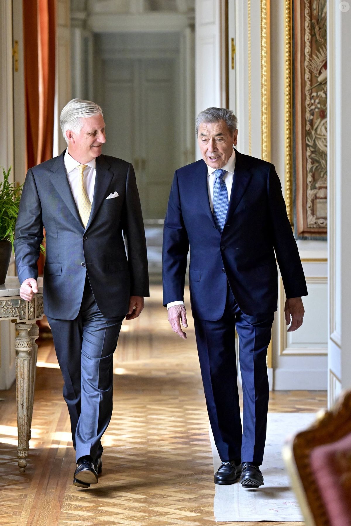 Photo : Le roi Philippe de Belgique reçoit Eddy Merckx à l'occasion de ...