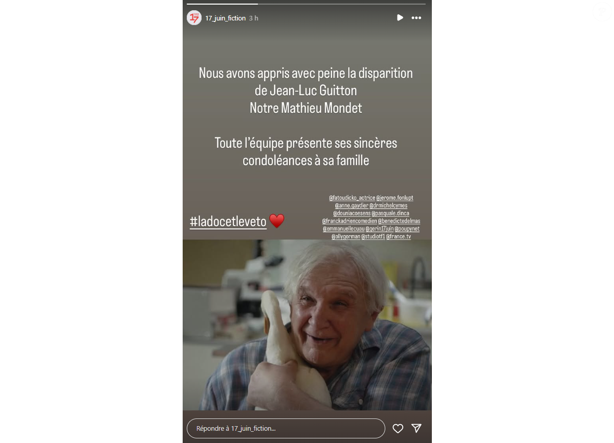 Photo : "Nous avons appris avec peine la disparition de Jean-Luc ...