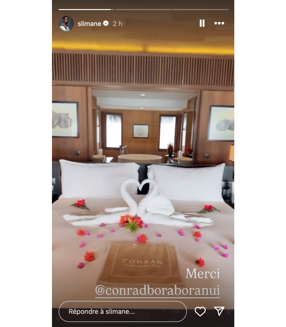Photo : Story Instagram de Slimane, le 19 avril 2025, à Bora Bora ...